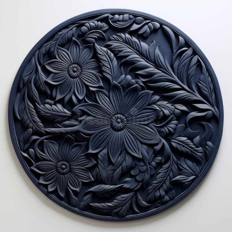 Colorful Woodcarvings: a Hyperrealistic Blue Circular Sculpture with ...