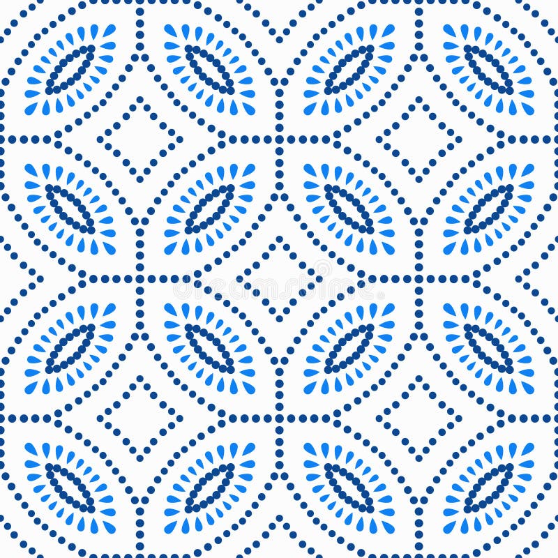 Blue Flower Pattern Boho Beads Background Stock Vector - Illustration ...