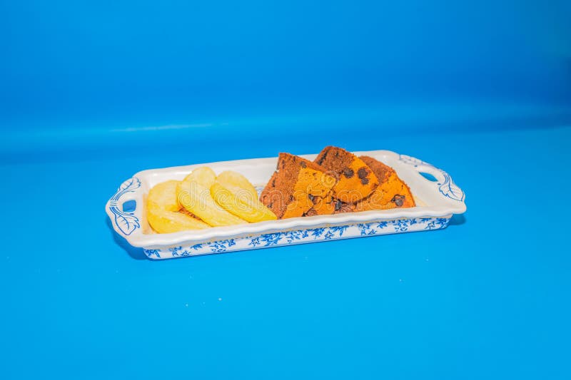 Blue Flower Pattern Ceramic Rectangular Cake Container Stock Photo ...