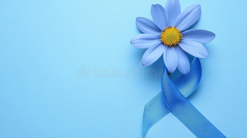 Blue Flower and Ribbon Symbol of Hope and Awareness Stock Illustration ...