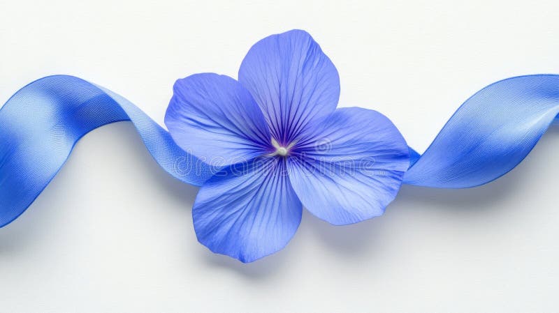 Blue Flower and Ribbon on White Background Stock Illustration ...