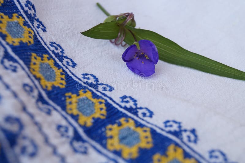 Blue flower and serviette stock image. Image of craftsmanship - 69953375