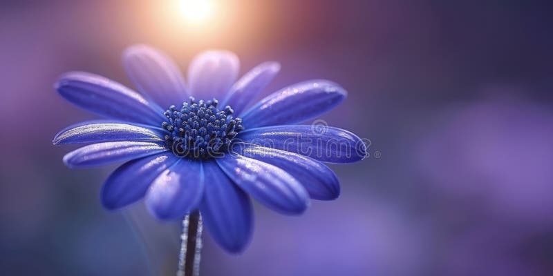 A Blue Flower with the Sun Shining through it Stock Image - Image of ...