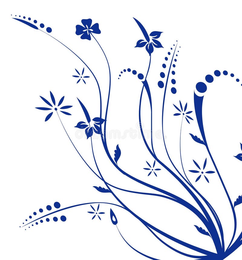Blue Vines and Leaves Pattern Stock Illustration - Illustration of ...