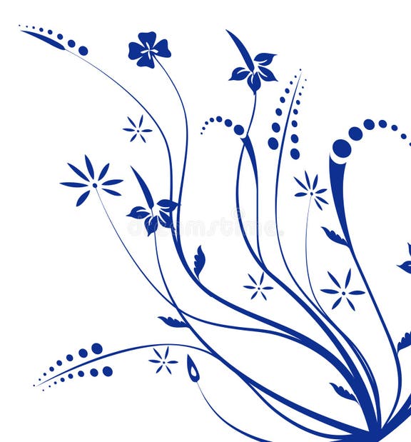 Blue Flower and Vines Texture Stock Illustration - Illustration of ...