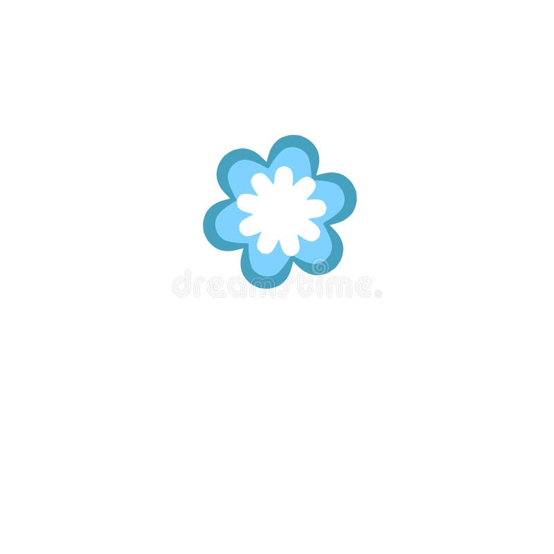 Blue Flower on a White Background. a Flat Image without Shadows Stock ...