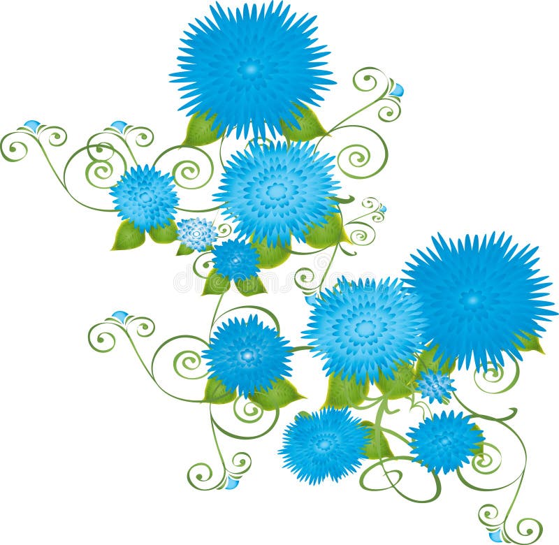 Blue Flowers And Vines Clip Art