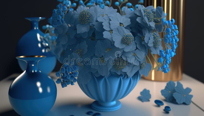 Blue Flowers Arranged in an Elegant Display Stock Illustration ...