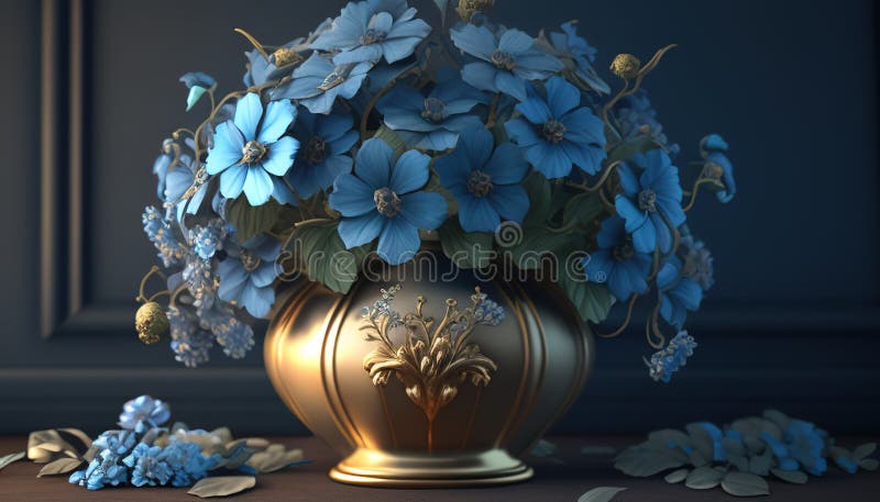 Blue Flowers Arranged in an Elegant Display Stock Illustration ...
