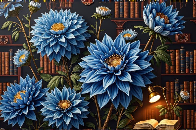 Blue Flowers Books Vintage Library Setting Stock Photos - Free ...