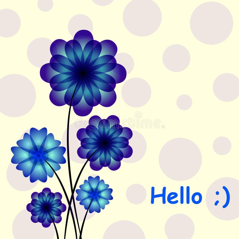 Blue Flowers on Circle Background. Vector Beautiful Abstract Design ...