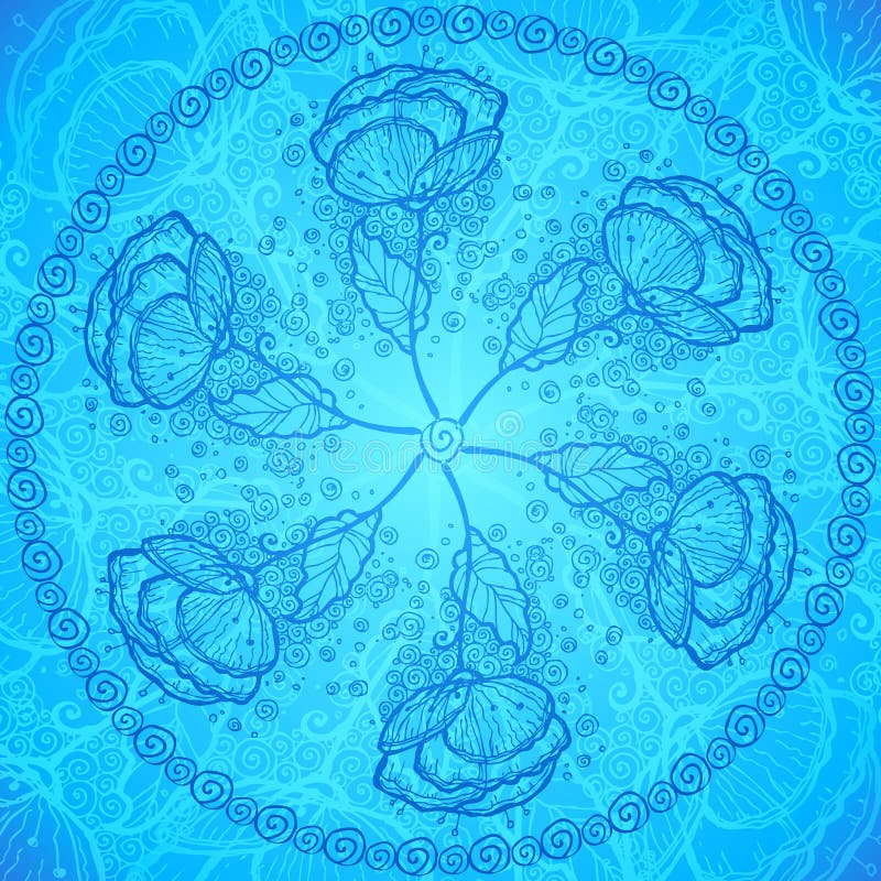 Blue Flowers Circle Bright Vector Background Stock Vector ...