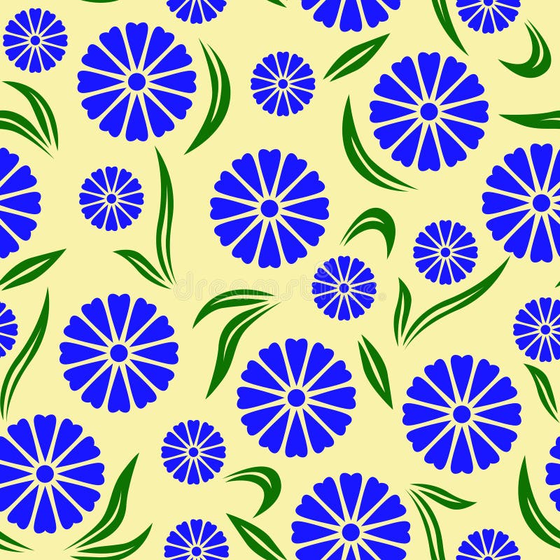Blue Flowers Pattern Seamless Stock Vector - Illustration of decorative ...
