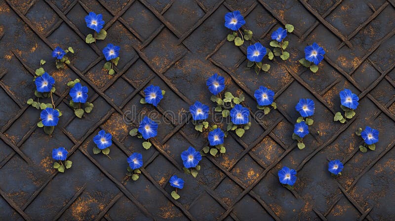 Blue Flowers Sprout from Rusty Stock Illustration - Illustration of ...
