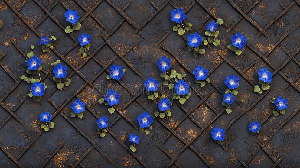 Blue Flowers Sprout from Rusty Stock Illustration - Illustration of ...