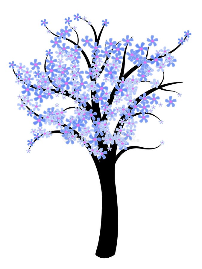 Blue flowers tree stock vector. Illustration of springtime - 52143658