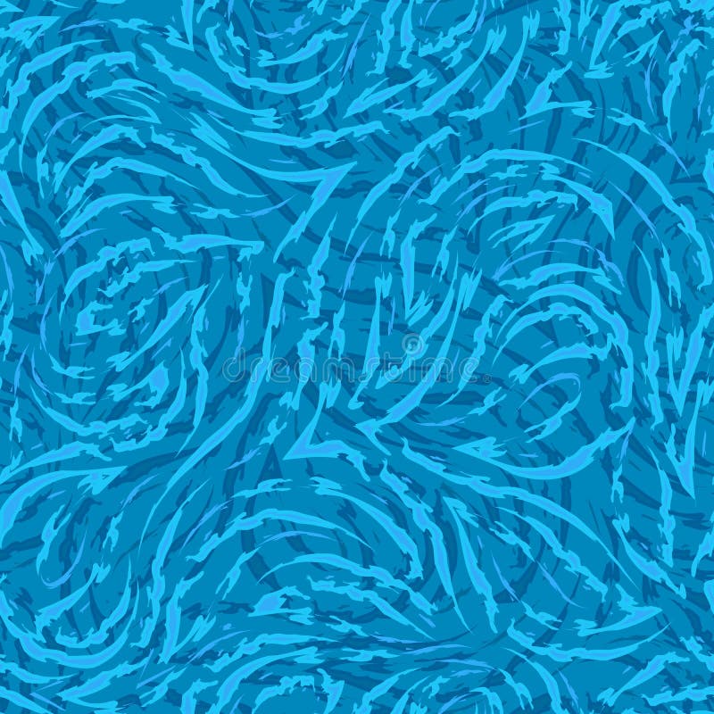 Blue Flowing Lines and Corners Vector Geometric Seamless Pattern on ...