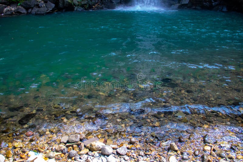 Blue Flowing Water Under the Waterfall Stock Photo - Image of geology ...