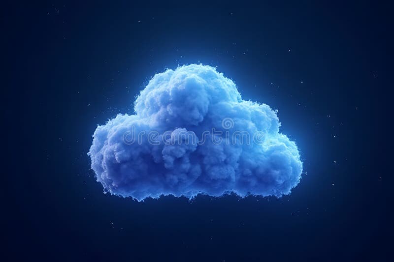 Blue Fluffy Cloud is Floating Against a Dark Blue Speckled Background ...