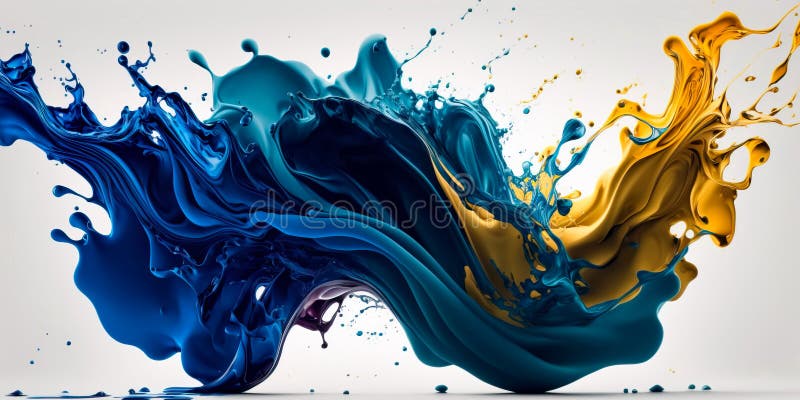 Blue Fluid Splash, Swirl on White. Luxury Blue Flow. Generative AI ...