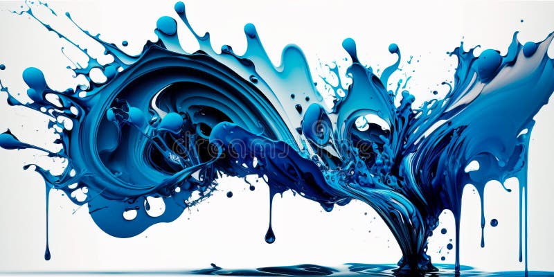 Blue Fluid Splash, Swirl on White. Luxury Blue Flow. Generative AI ...