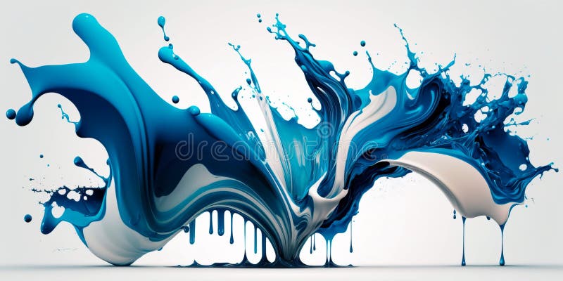 Blue Fluid Splash, Swirl on White. Luxury Blue Flow. Generative AI ...