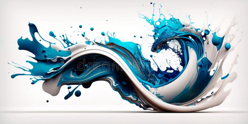 Blue Fluid Splash, Swirl on White. Luxury Blue Flow. Generative AI ...