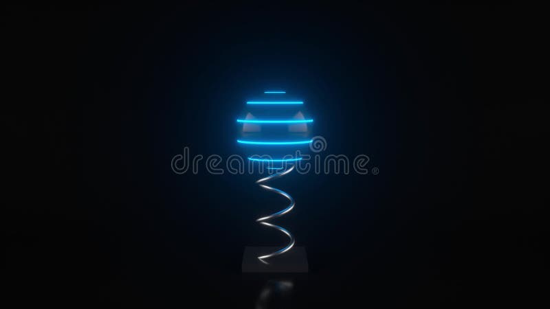 Blue Fluorescent Ball Connected To the Spring Dance, 3d Rendering Stock ...