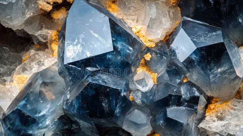 Blue Fluorite Crystal Cluster Embedded in Matrix Stock Illustration ...