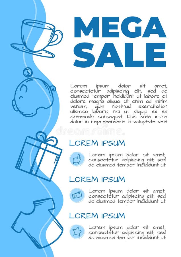 Blue Flyer, Advertisement, Banner Template Design. Line Icons Vector ...