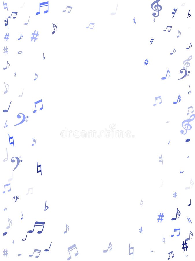 Blue Flying Musical Notes Isolated on White Backdrop. Stock Vector ...