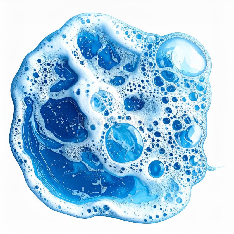 Blue Foam Bubbles Texture on White Background Stock Image ...