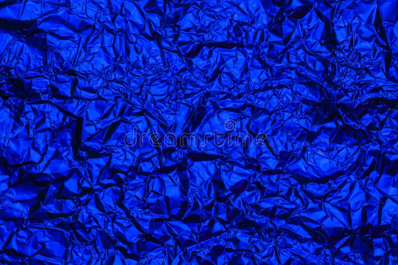 Blue Foil Background with Shiny Crumpled Surface for Texture Background ...