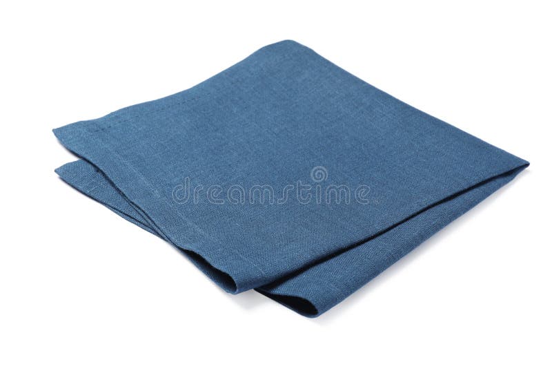 Blue Folded Fabric Napkin on White Background Stock Image - Image of ...