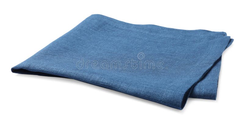 Blue Folded Fabric Napkin on White Background Stock Image - Image of ...