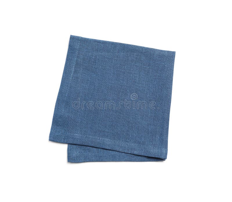 Blue Folded Fabric Napkin on White Background, Top View Stock Image ...