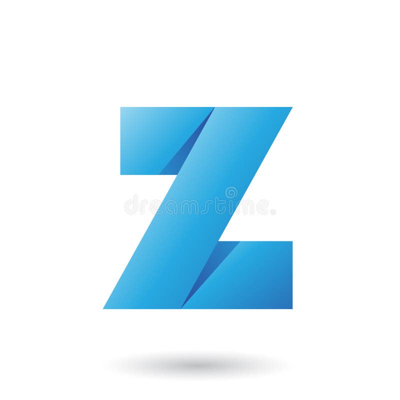 Blue Folded Paper Letter Z Vector Illustration Stock Vector ...