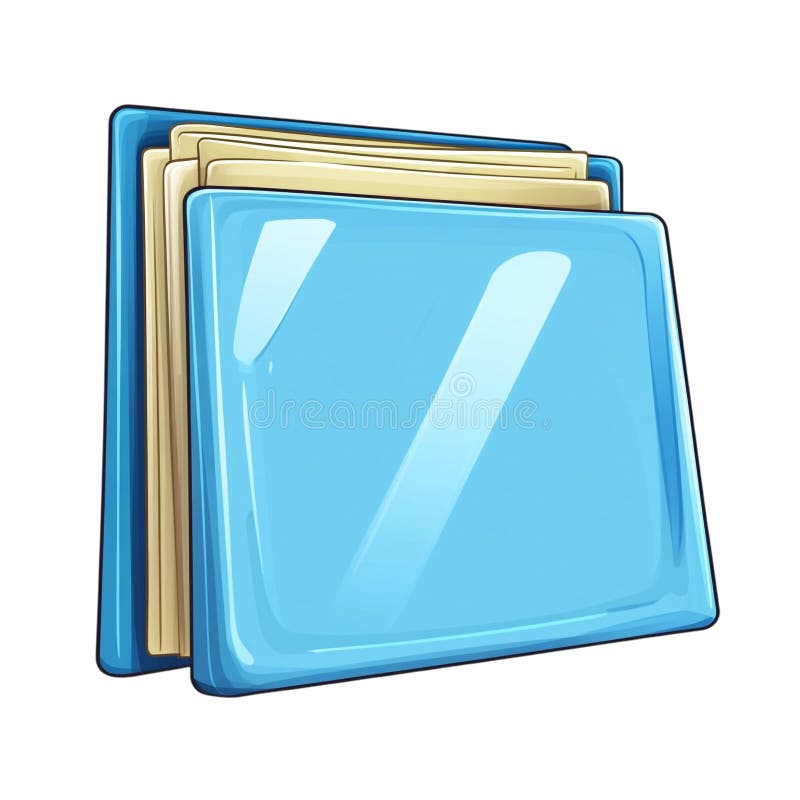 A Blue Folder with Beige Documents Inside a Digital Illustration Stock ...