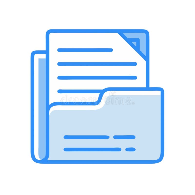 Blue Folder Icon with Clean Minimalist Lines Stock Illustration ...