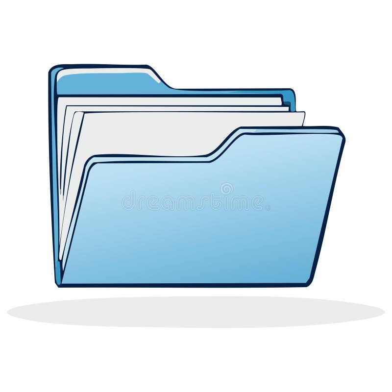 Blue Folder Icon with Documents Flat Design Illustration Stock Vector ...