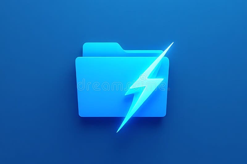 A Blue Folder Icon with Lightning Bolt Signifies Speed or Powerful ...