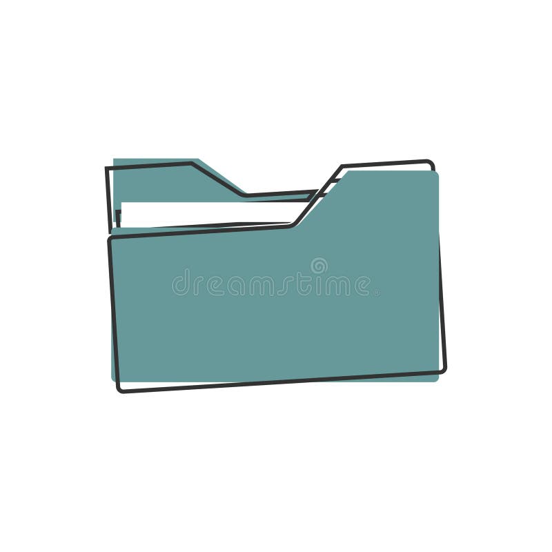 Blue Folder Icon with a Sheet of Paper. Vector Folder Icon Cartoon ...