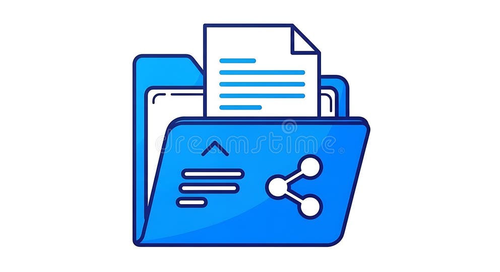 Blue Folder Icon with a White Paper Featuring Blue Lines, Symbolizing ...