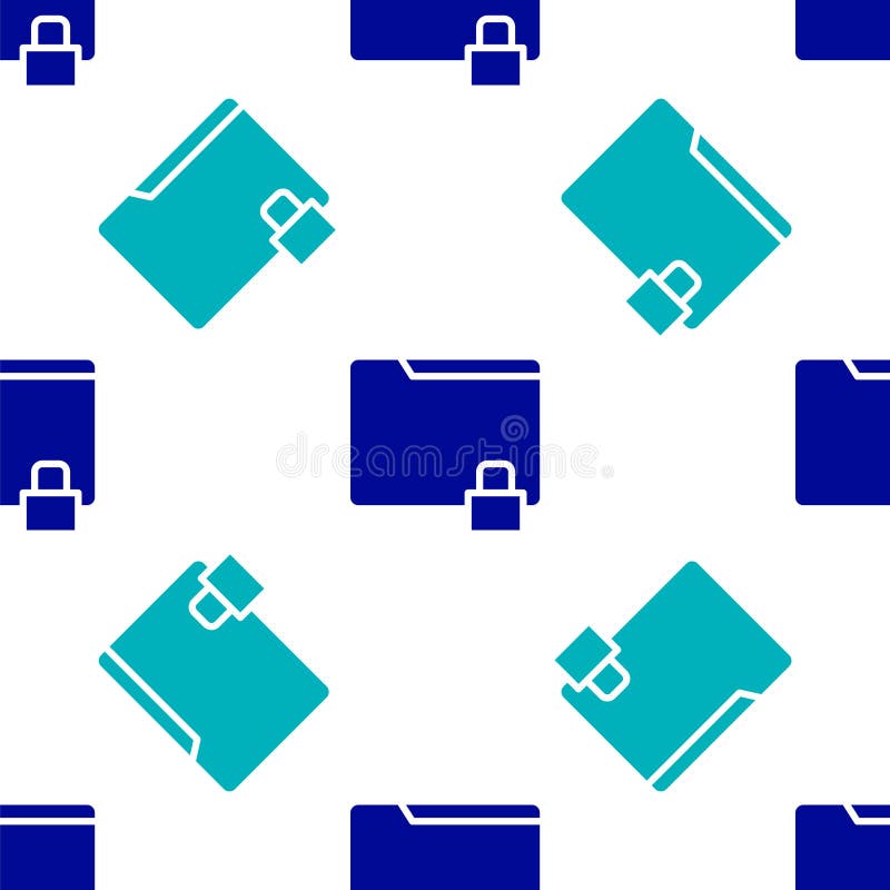 Blue Folder and Lock Icon Isolated on Blue Background. Closed Folder ...