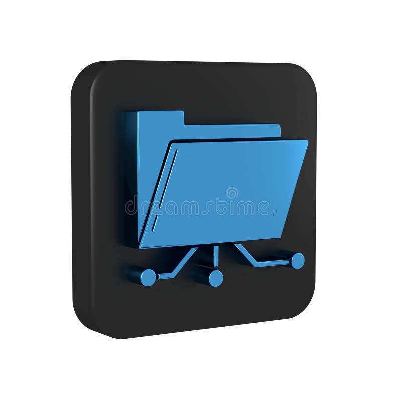 Blue Folder and Lock Icon Isolated on Transparent Background. Cyber ...