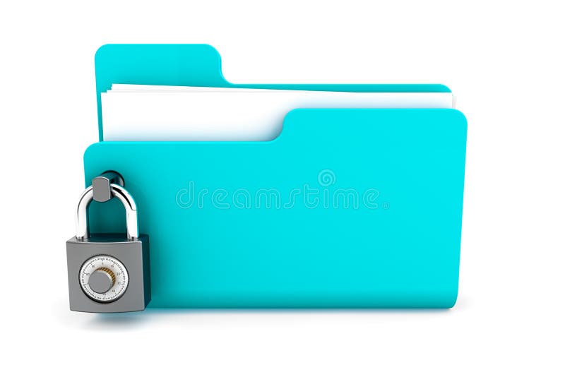 Blue Folder with the Lock Isolated on White Background. Data Security ...
