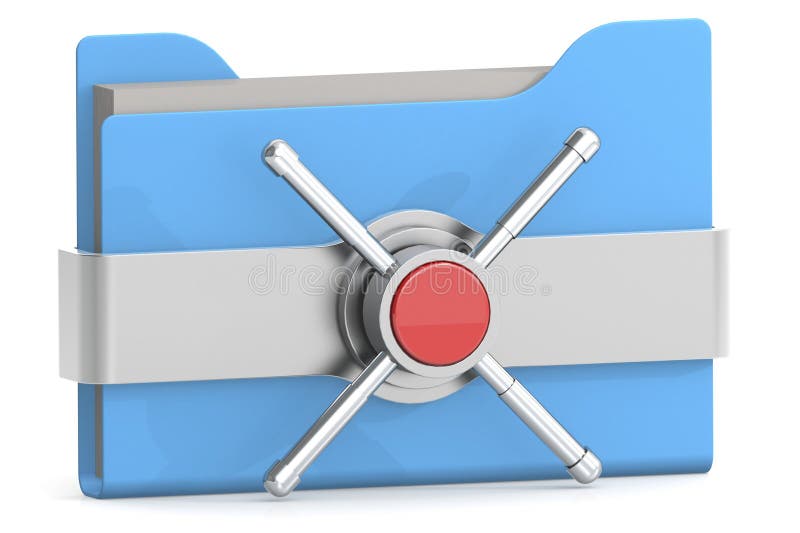 Blue Folder with Lock. Secure Data Concept Stock Illustration ...