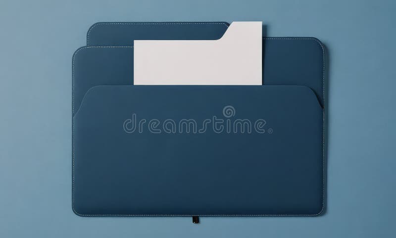 Blue Folder with White Paper Clip and White Paper Clip Inside, Set ...