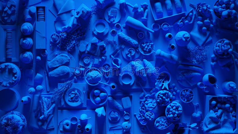 Blue Food Collage Wall stock illustration. Illustration of dipping ...