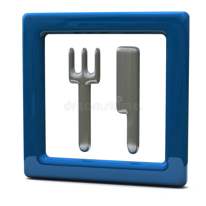 Blue Food / Restaurant Icon 3d Stock Illustration - Illustration of ...